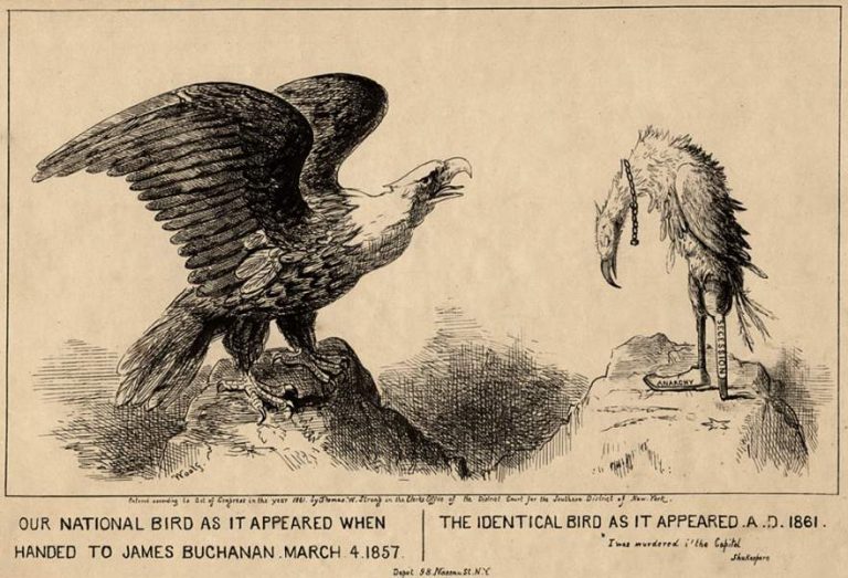 Buchanan bird cartoon, 1861 – Dickinson and Slavery