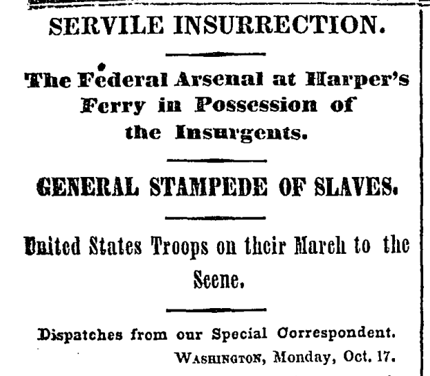 New York Times, October 18, 1859 (Historical Newspapers) | Slave ...