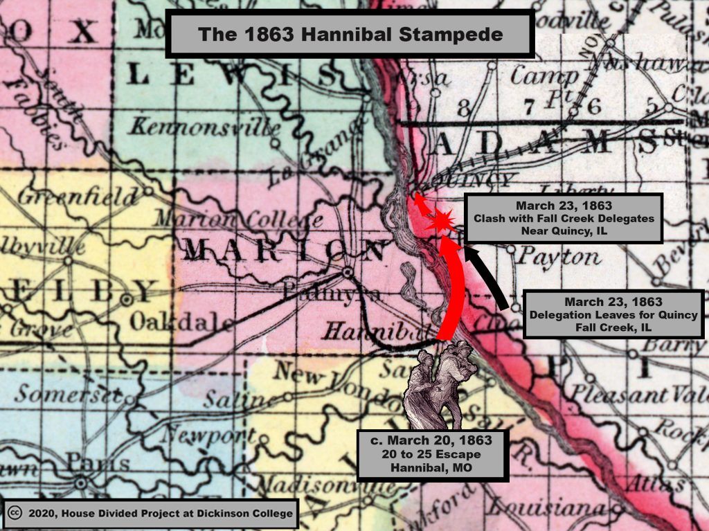 1863 Hannibal Stampede Map | Slave Stampedes on the Southern Borderlands