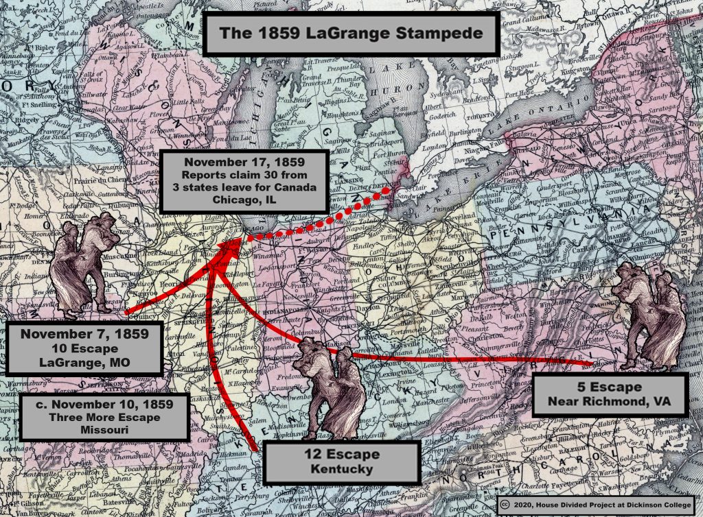 1859 LaGrange Stampede – Origins map | Slave Stampedes on the Southern ...