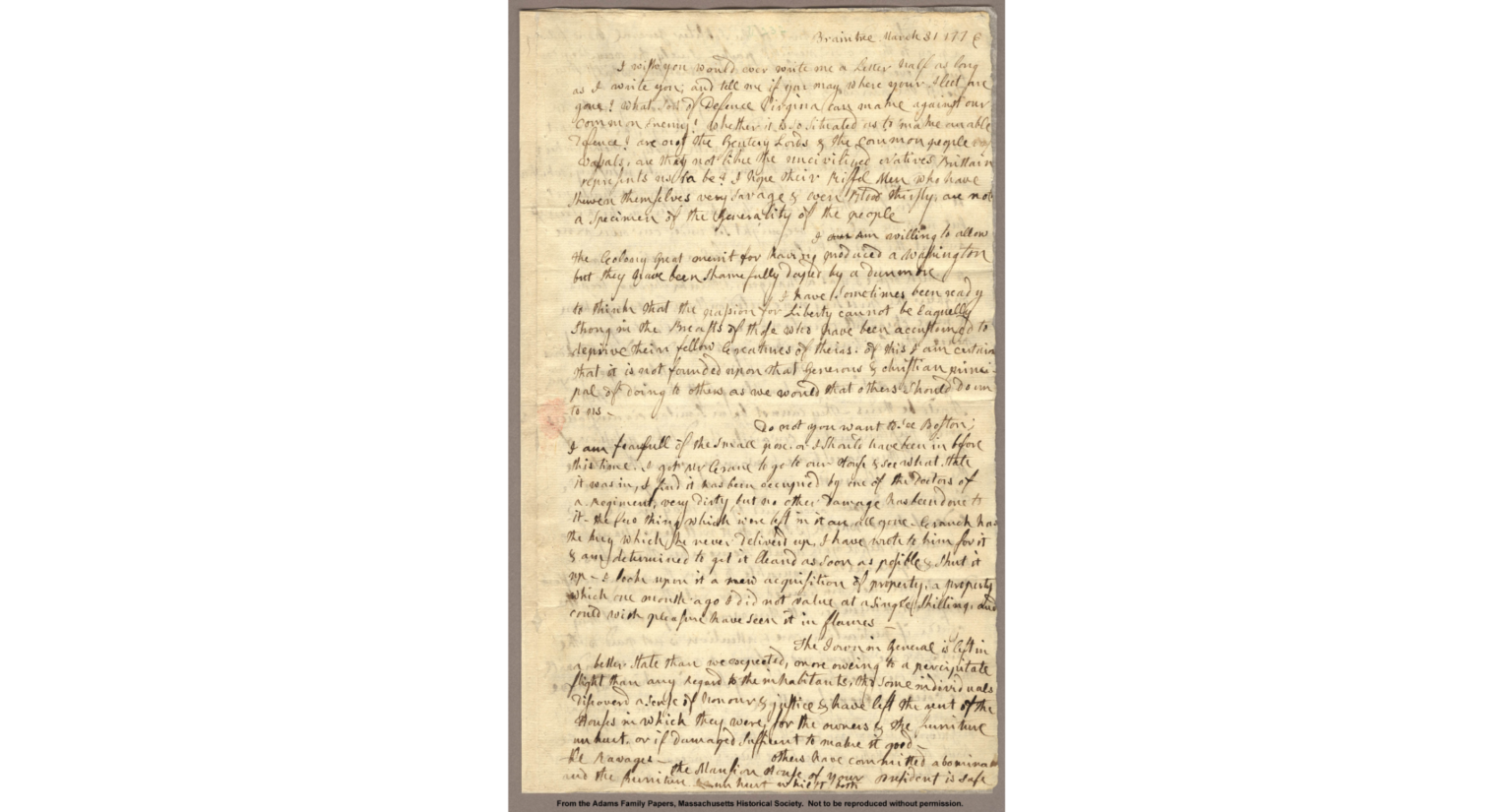 Abigail and John Adams, Letters (1776) – Knowledge for Freedom seminar